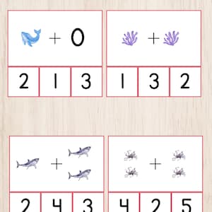 Printable Clip Cards for Addition - Ocean Theme. Montessori Style ...