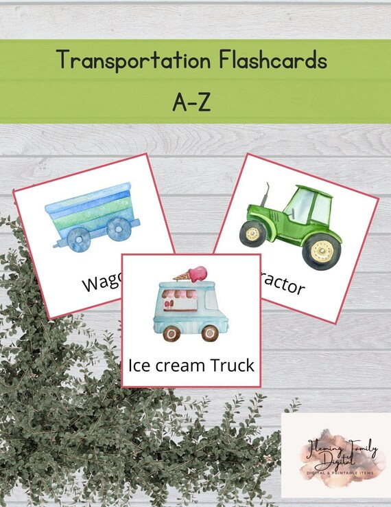 Printable Modes of Transportation A-Z Flashcards Montessori - Etsy