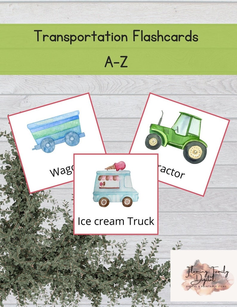 Printable Modes of Transportation A-Z Flashcards - Montessori Three ...