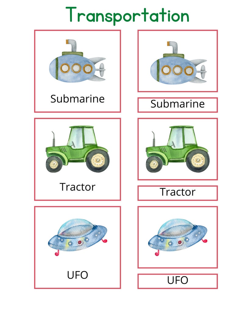 Printable Modes of Transportation A-Z Flashcards - Montessori Three ...