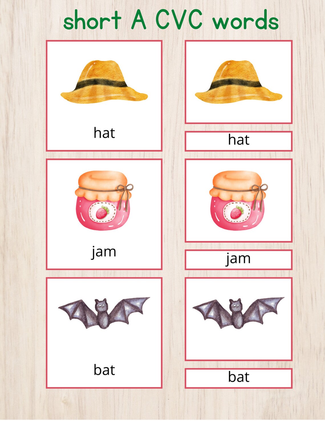 Printable CVC Phonics 3-part Cards. CVC Words Reading Activity ...