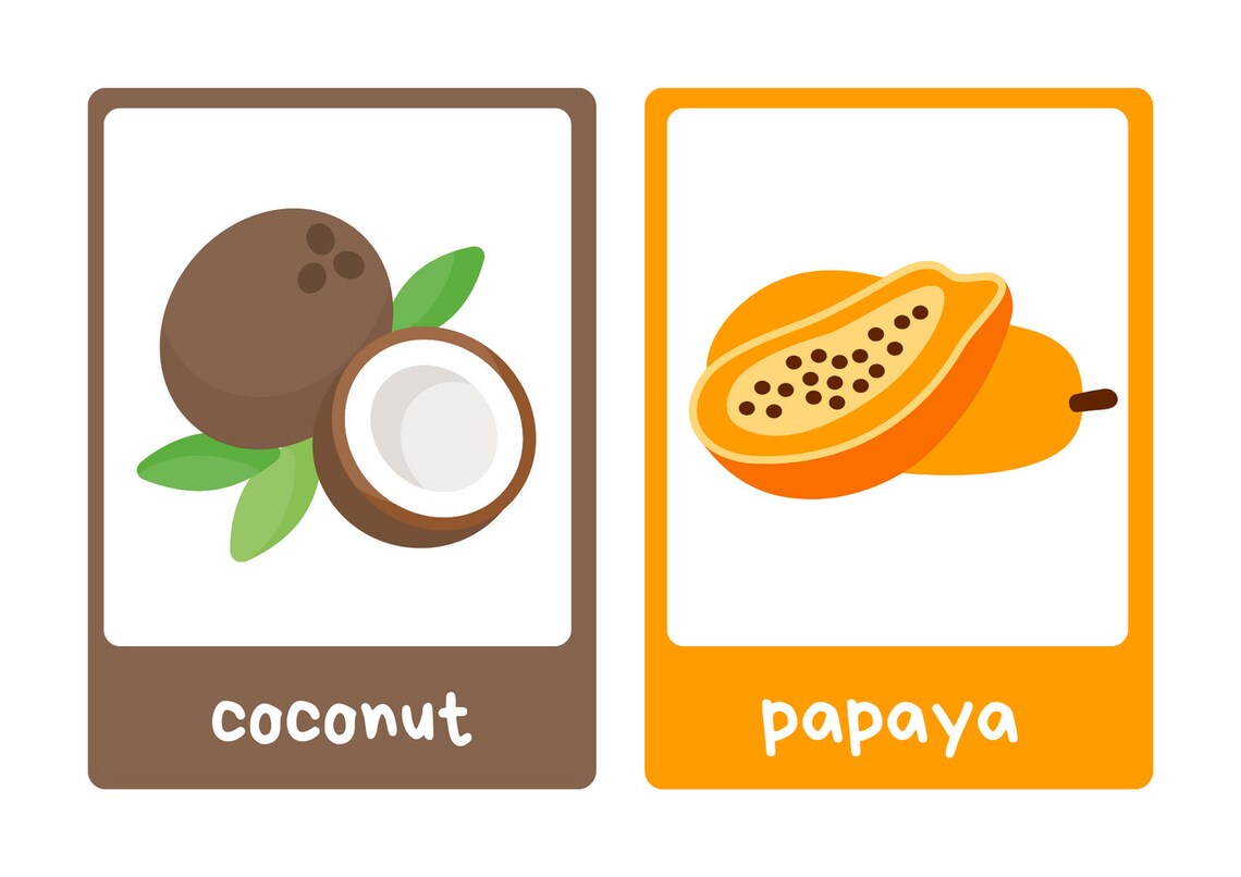 Fruits Printable Flashcards Preschool Educational - Etsy