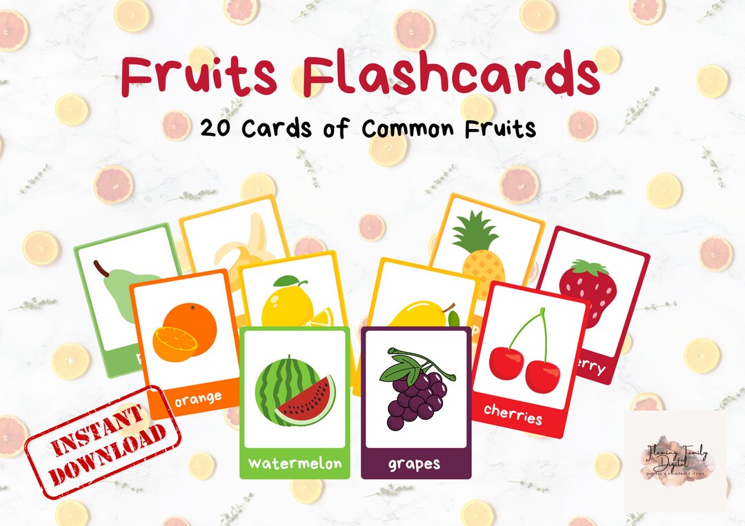 Fruits - Printable Flashcards, Preschool Educational Materials ...
