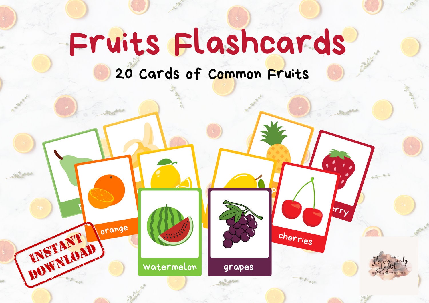 Frutas: tarjetas didácticas imprimibles, materiales educativos ...