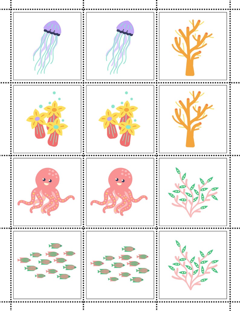 Under the Sea Matching Card Game, Memory Kids Activity, Printable ...