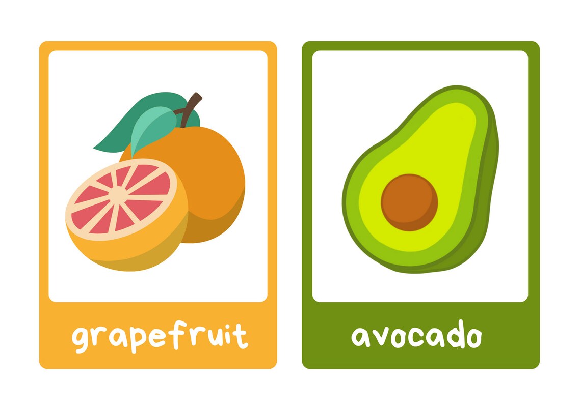 Fruits Printable Flashcards Preschool Educational - Etsy