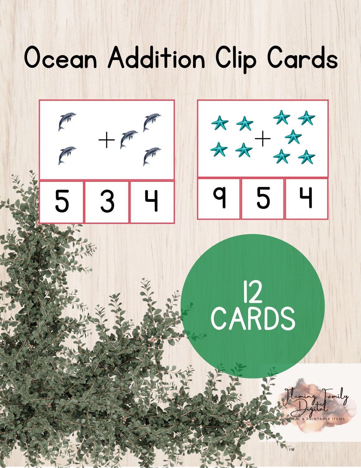 Printable Clip Cards for Addition - Ocean Theme. Montessori Style ...