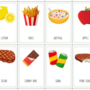 Printable Foods English 3-part Cards, Nomenclature, Montessori Style ...