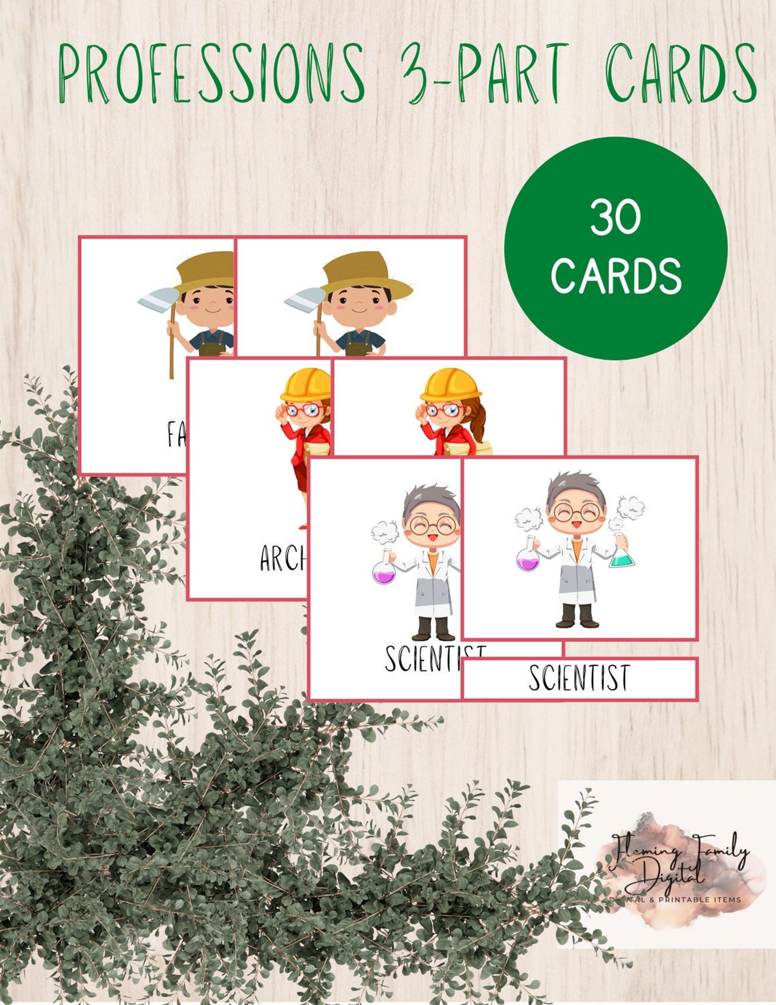 Printable Professions 3-part Cards, Matching and Reading Activity ...