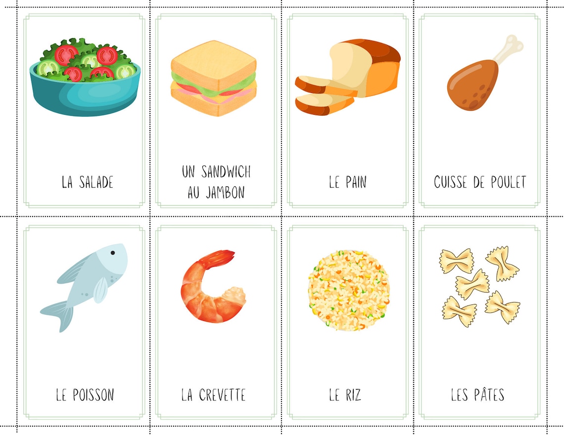 Printable Foods French 3-part Cards, Nomenclature, Montessori Style ...