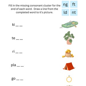 Printable Workbook, First Grade Words, Crossword, Blends, Sounds ...