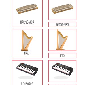 Printable Musical Instruments 3-part Cards, Matching and Reading ...