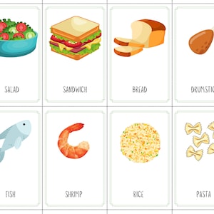 Printable Foods English 3-part Cards, Nomenclature, Montessori Style ...