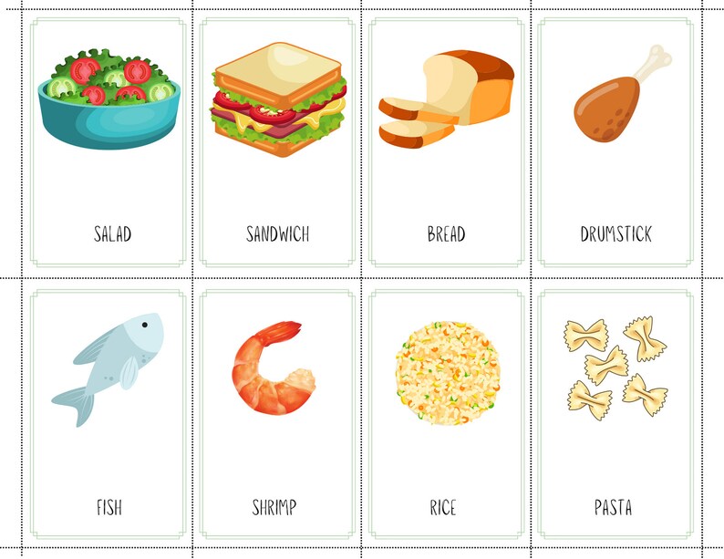 Printable Foods English 3-part Cards, Nomenclature, Montessori Style ...