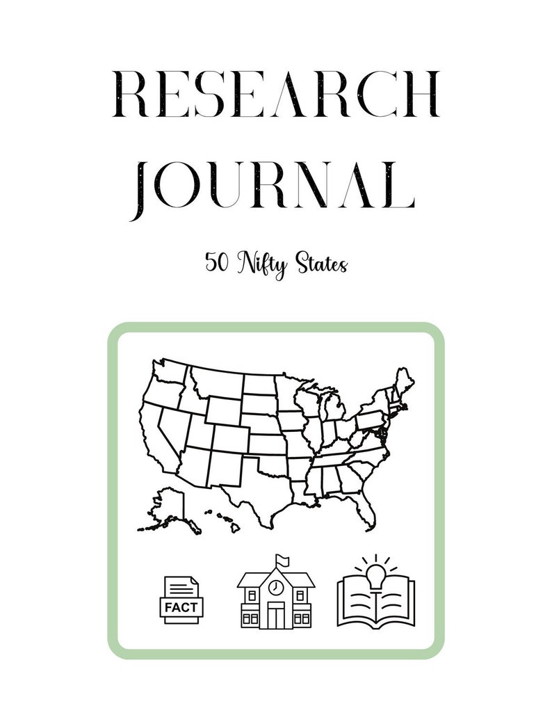 50 Nifty States Research Journal and Flashcards, USA Facts, Capitals ...
