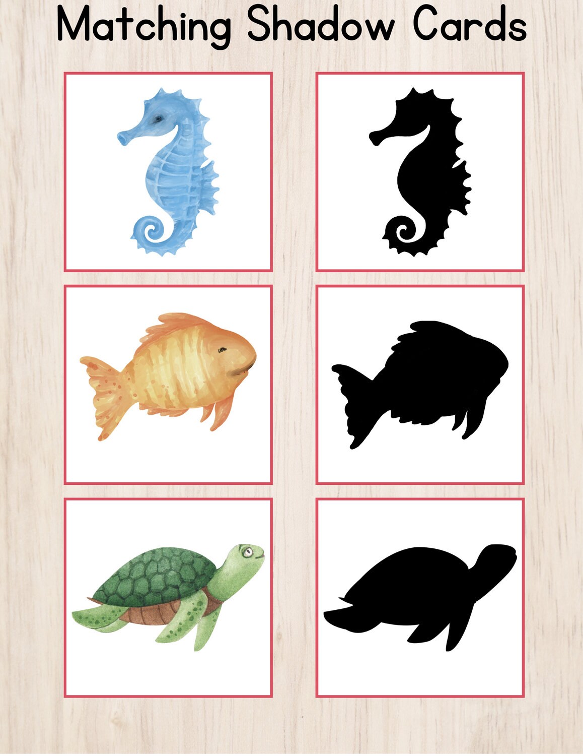 Printable Summertime Matching Shadow Cards. Montessori Style. Preschool ...