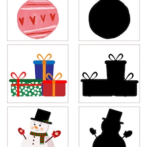 Printable Christmas Matching Shadow Cards. Montessori Style. Preschool ...