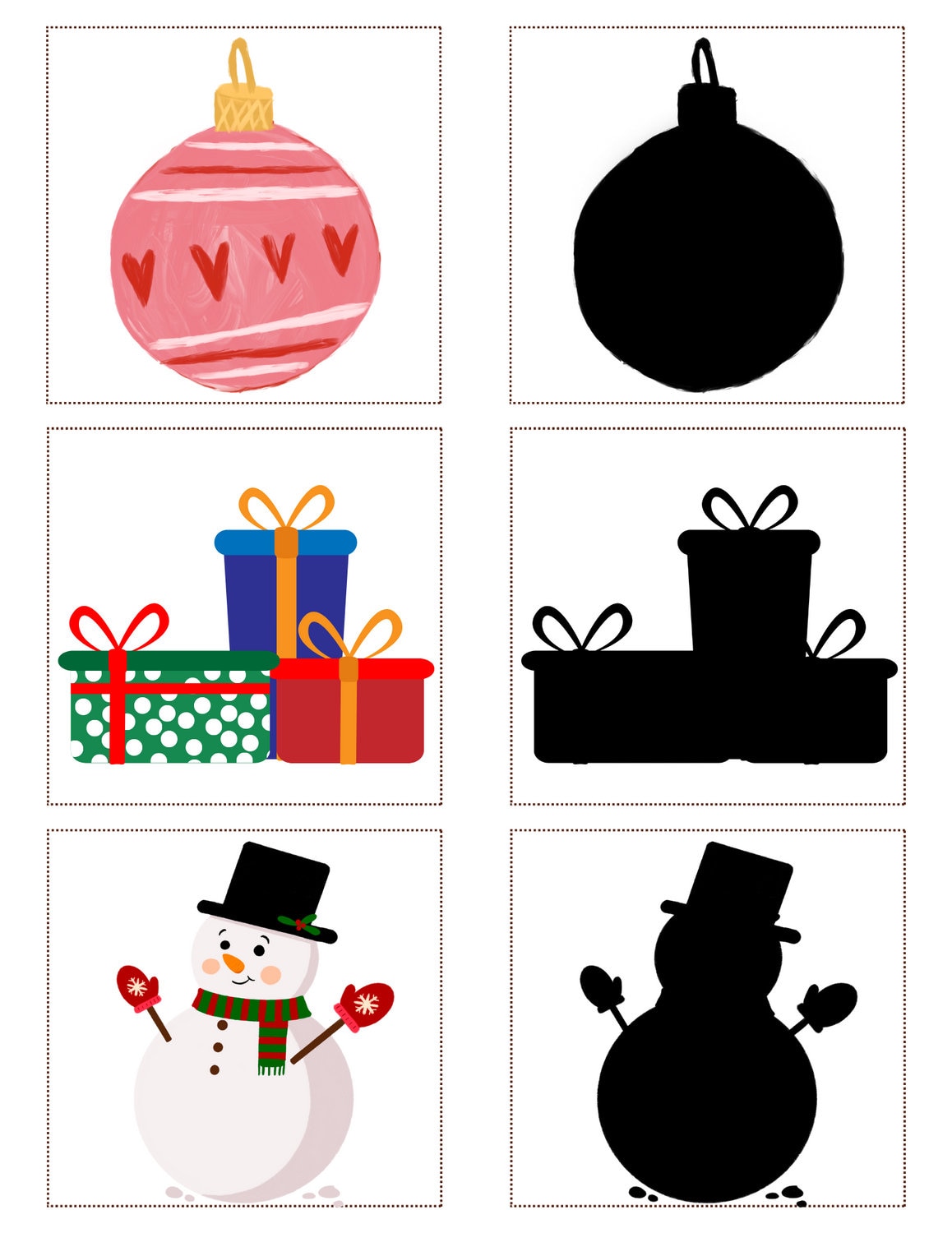 Printable Christmas Matching Shadow Cards. Montessori Style. Preschool ...