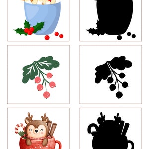 Printable Christmas Matching Shadow Cards. Montessori Style. Preschool ...