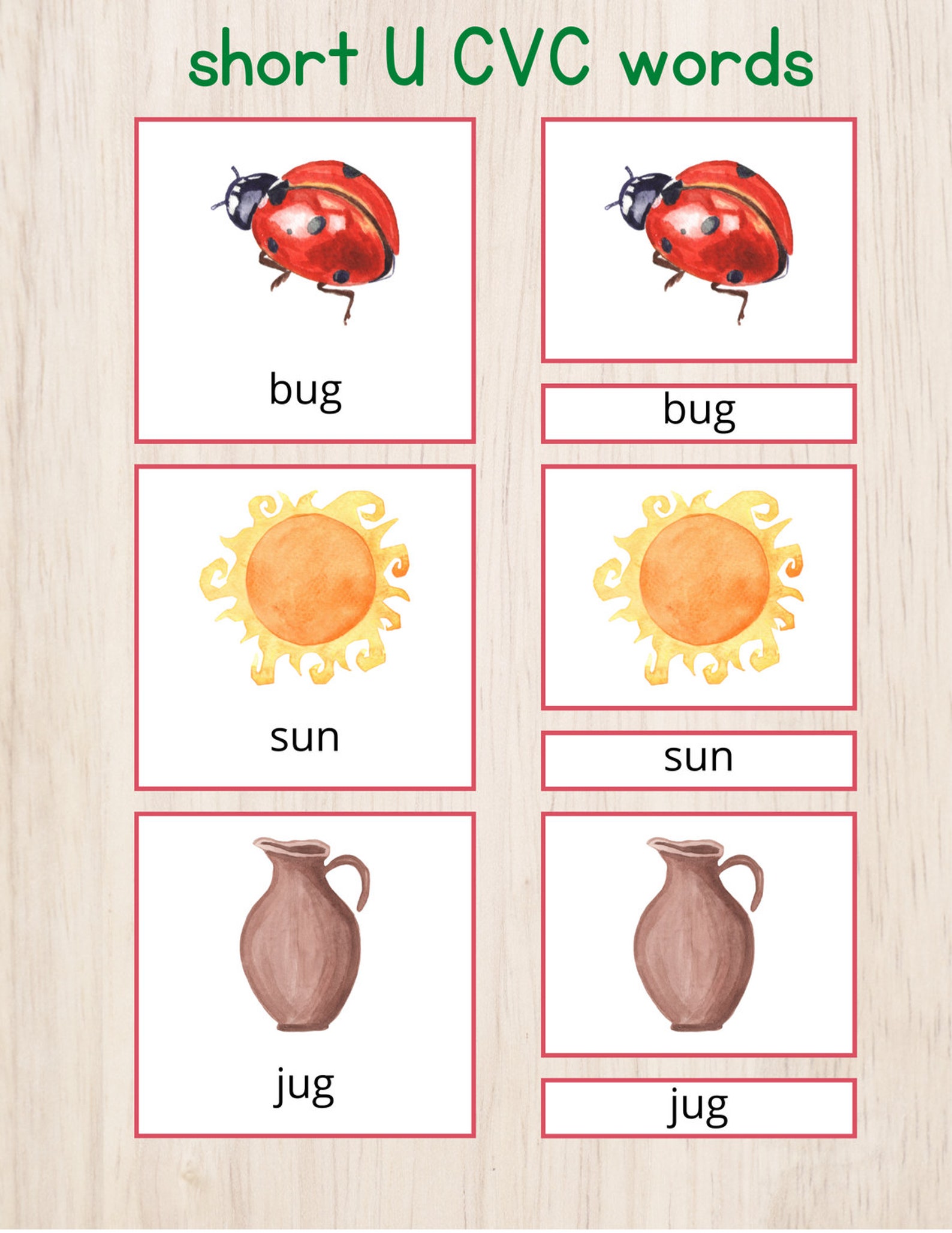 Printable CVC Phonics 3-part Cards. CVC Words Reading Activity ...