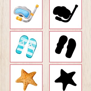 Printable Summertime Matching Shadow Cards. Montessori Style. Preschool ...