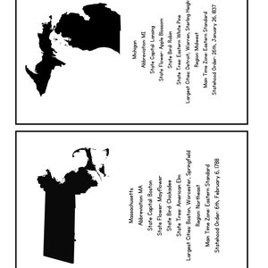 50 Nifty States Research Journal and Flashcards, USA Facts, Capitals ...