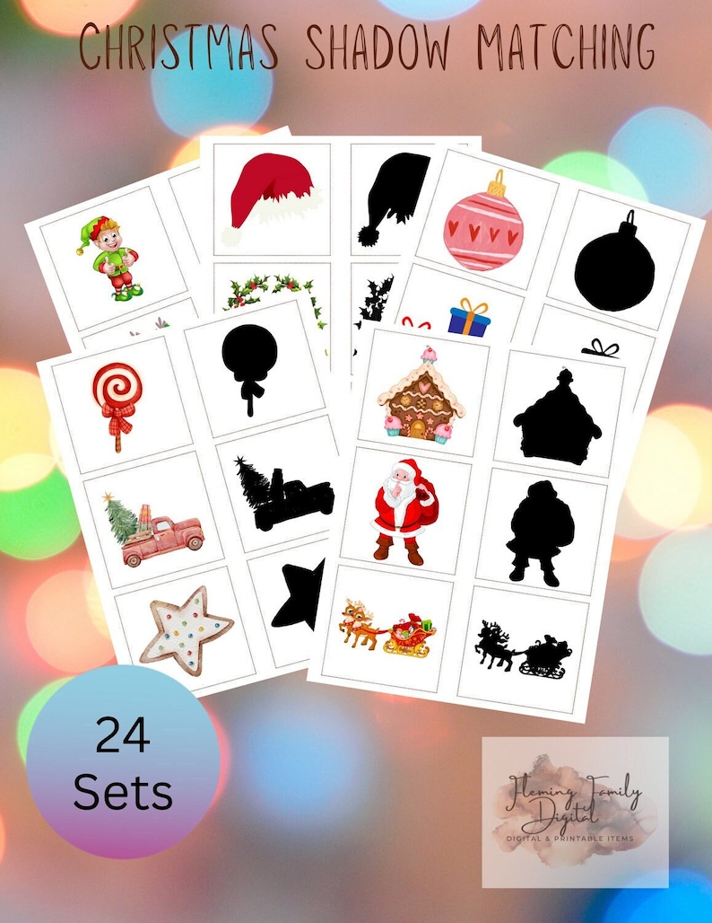 Printable Christmas Matching Shadow Cards. Montessori Style. Preschool ...