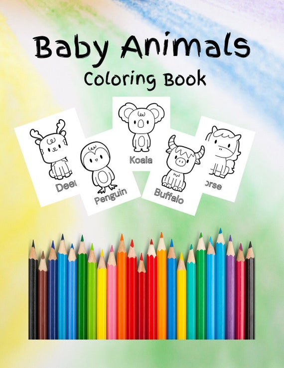 Toddler Coloring Pages: Baby Animals Kids Coloring Book With - Etsy