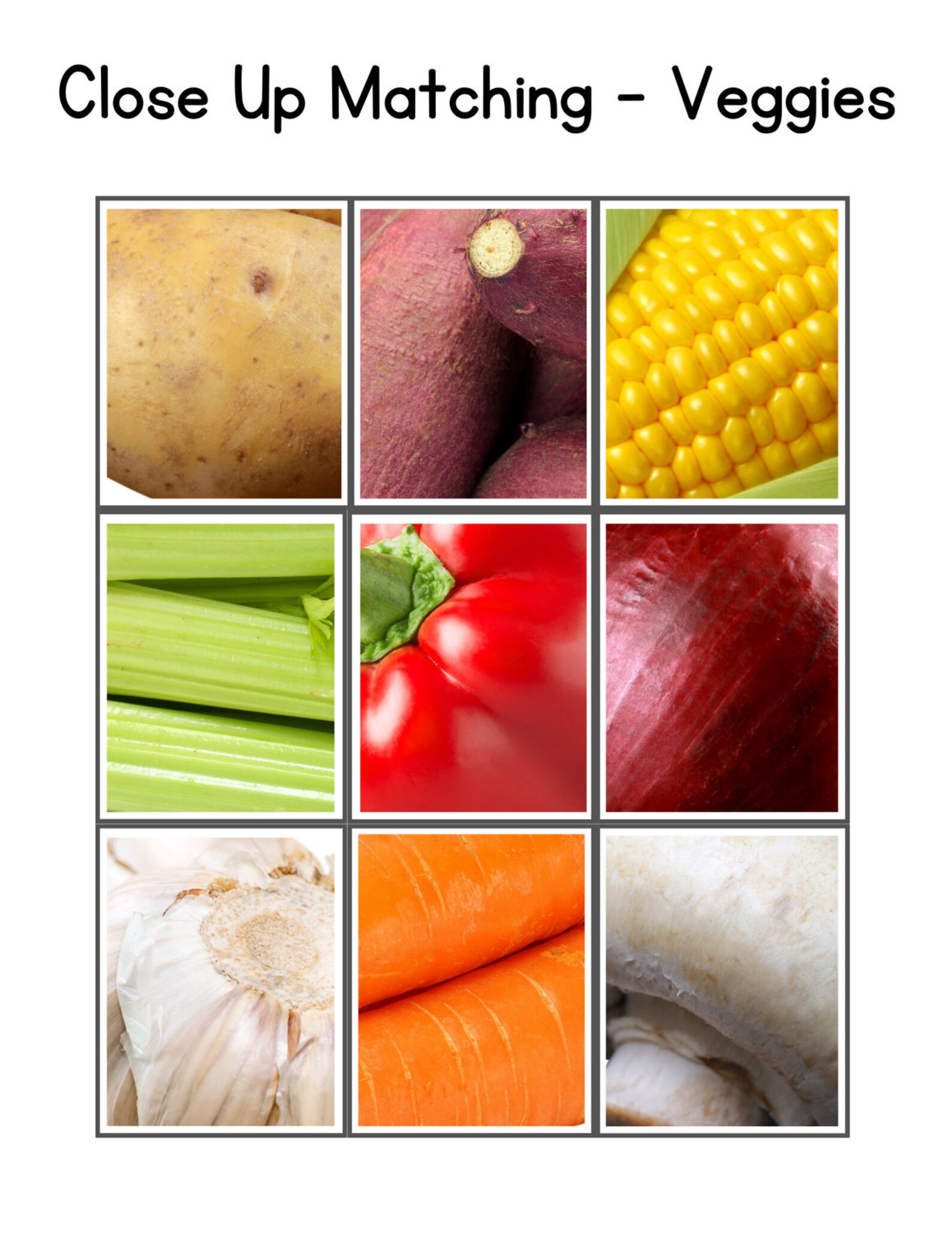 Fruit and Veggie Matching Cards, Inside Out Matching, Detail Matching ...
