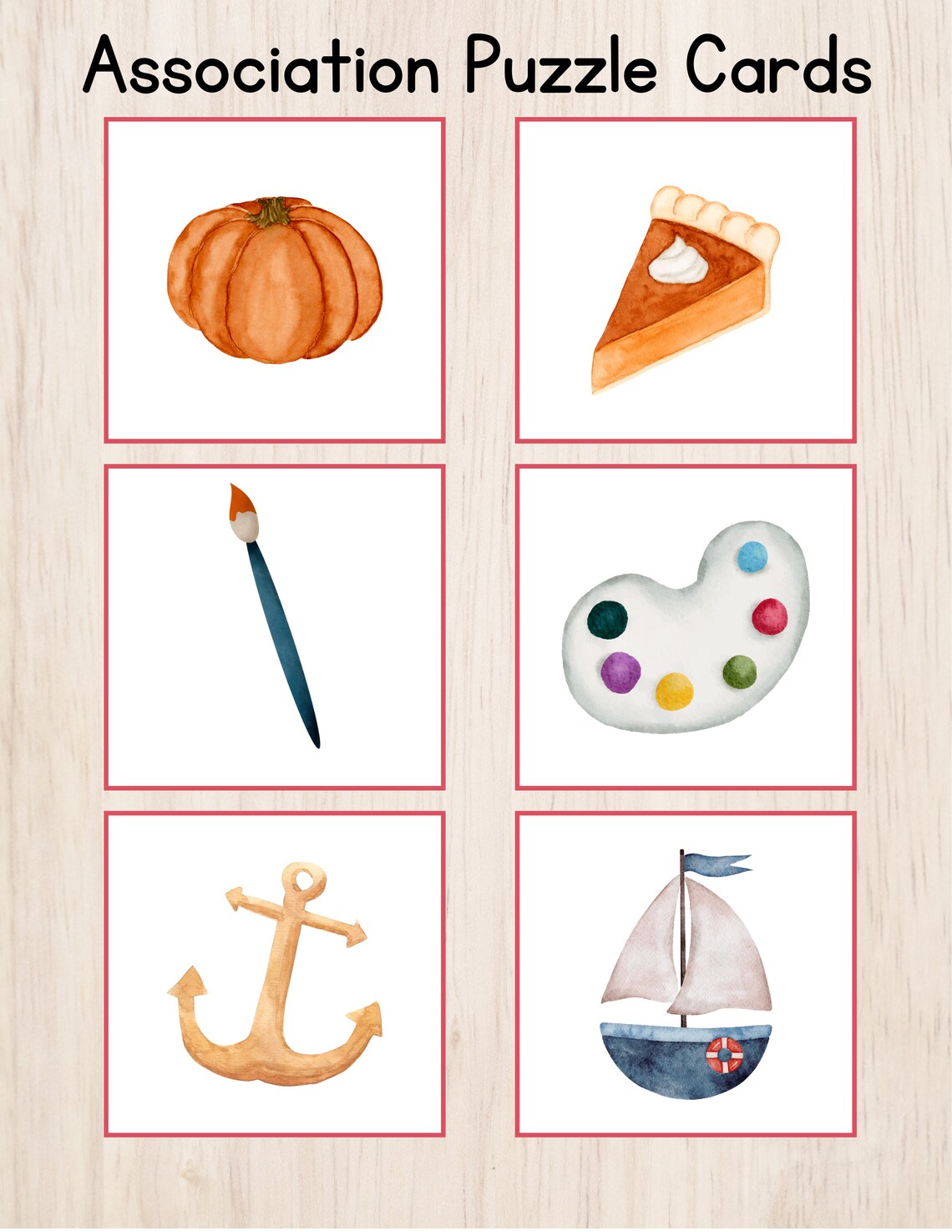 Printable Picture Association. Preschool Learning Guide. Association ...