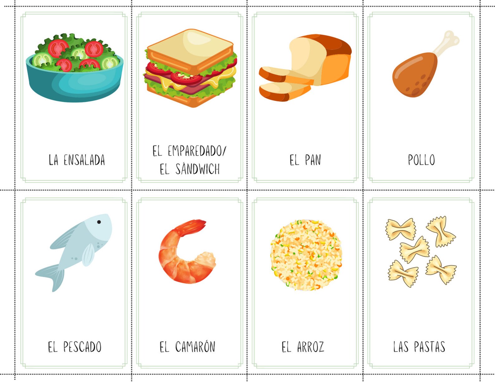 Printable Foods Spanish 3-part Cards, Nomenclature, Montessori Style ...