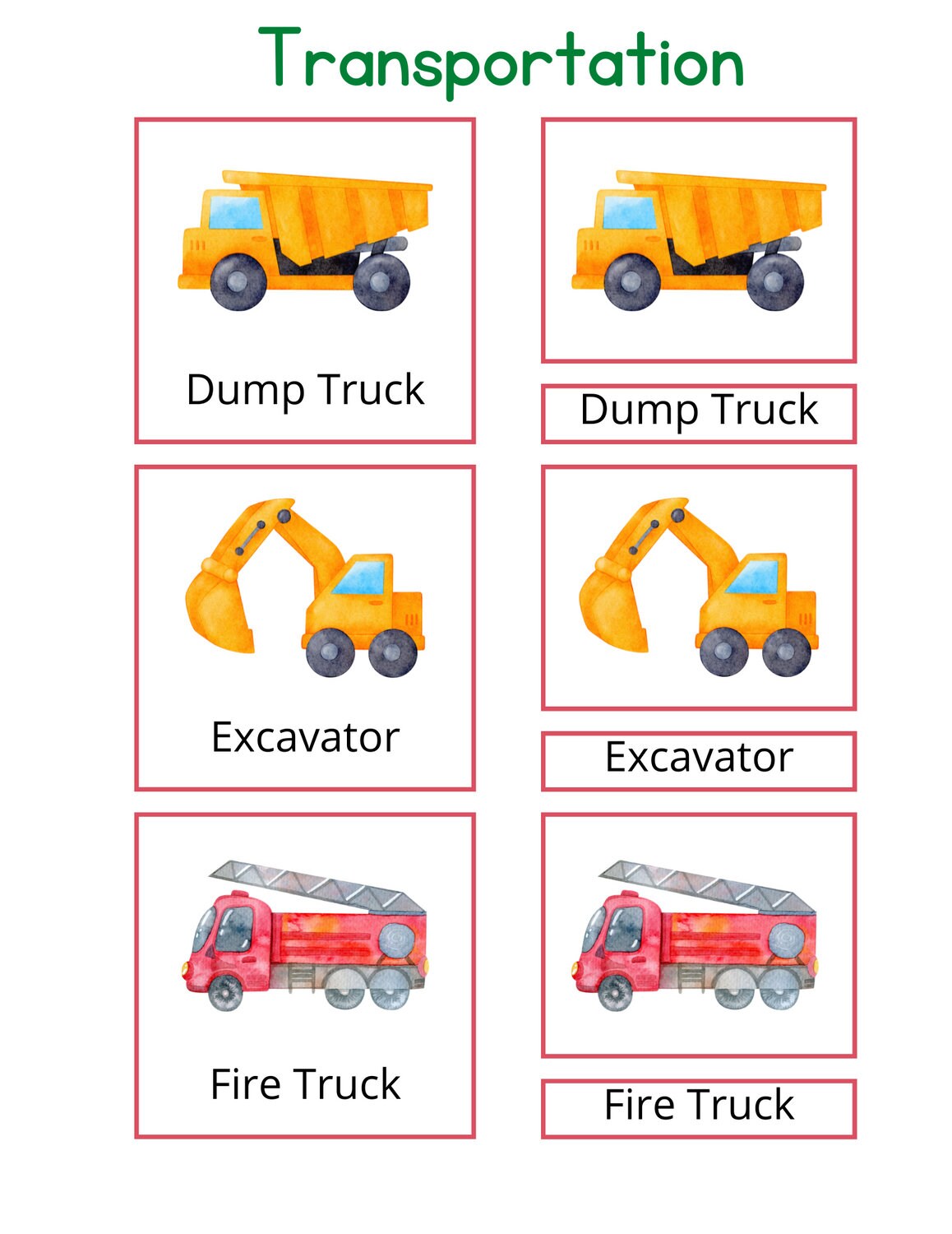 Printable Modes of Transportation A-Z Flashcards - Montessori Three ...