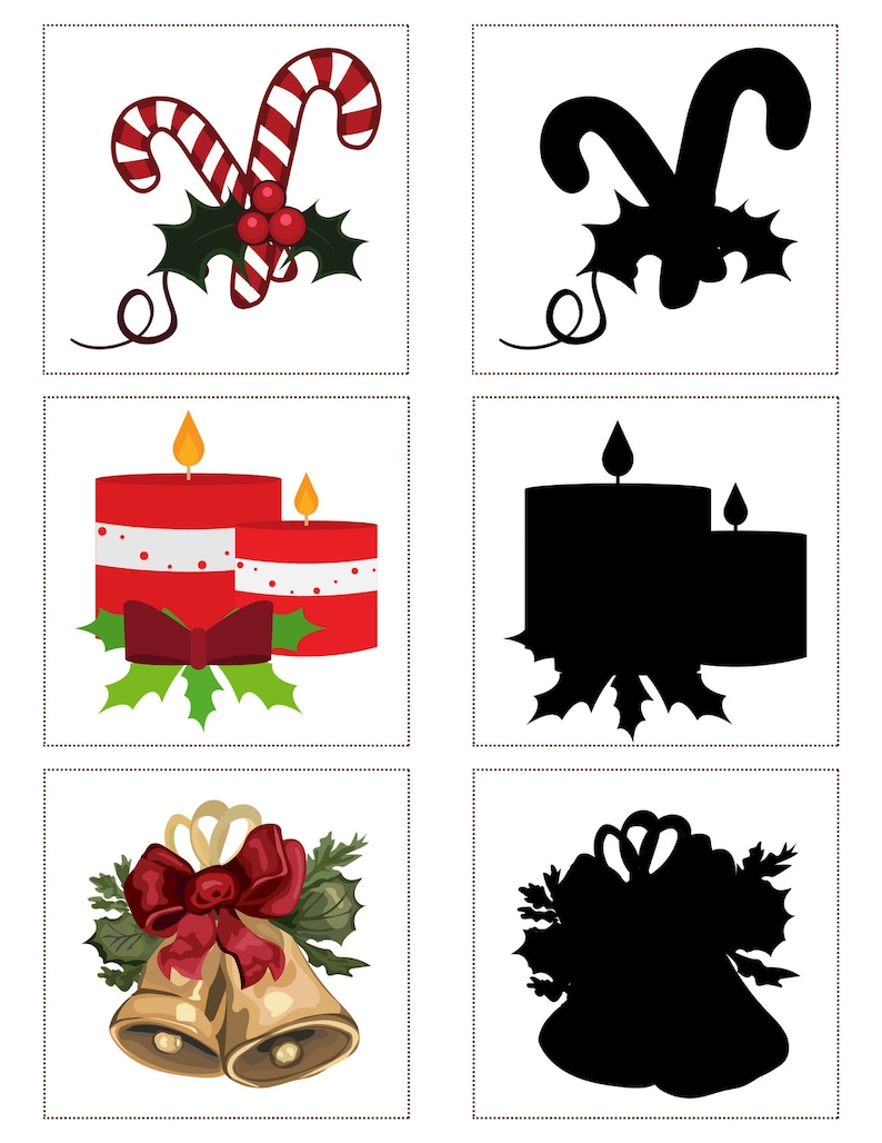 Printable Christmas Matching Shadow Cards. Montessori Style. Preschool ...