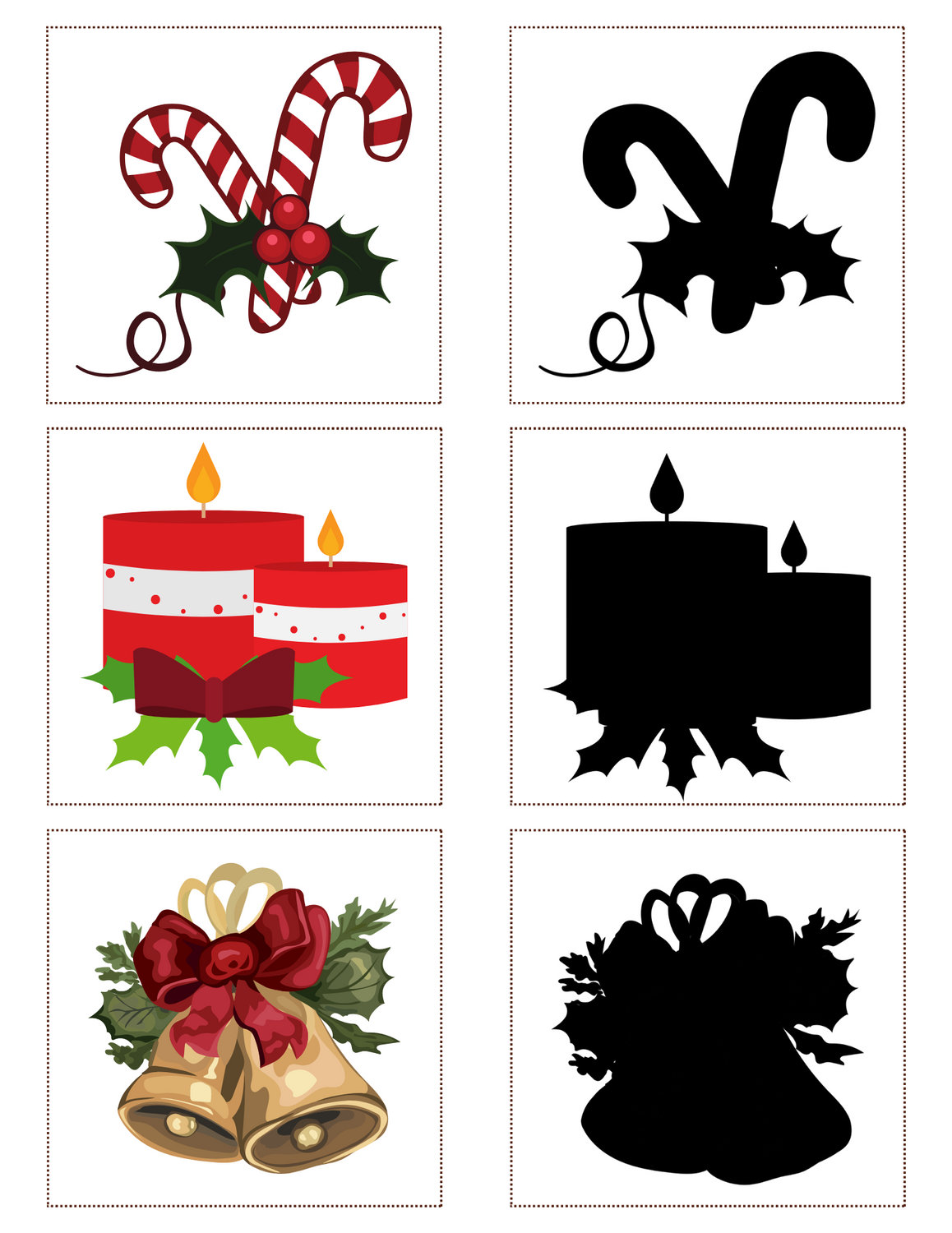 Printable Christmas Matching Shadow Cards. Montessori Style. Preschool ...