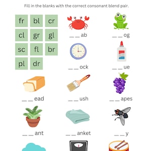 Printable Workbook, First Grade Words, Crossword, Blends, Sounds ...