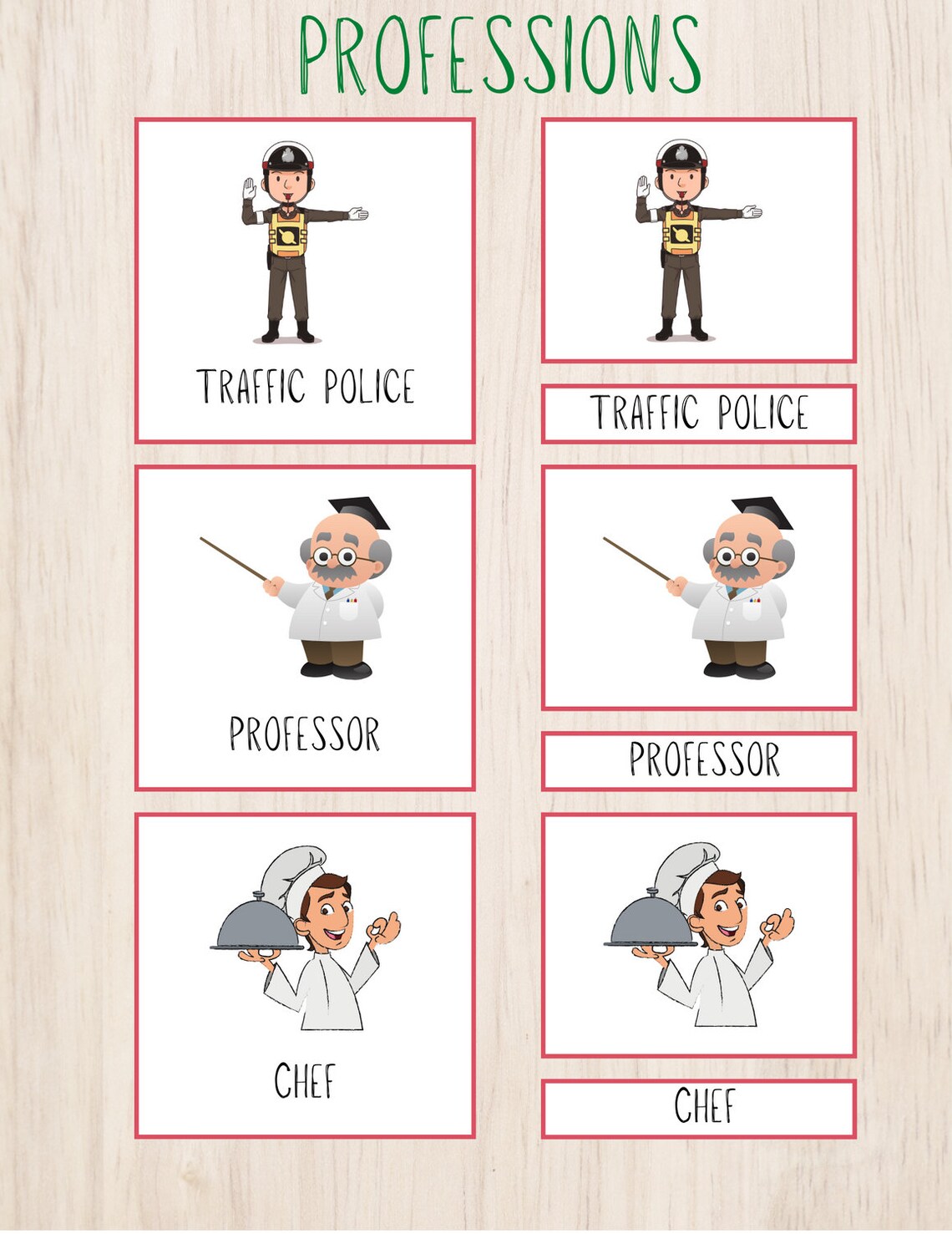 Printable Professions 3-part Cards, Matching and Reading Activity ...