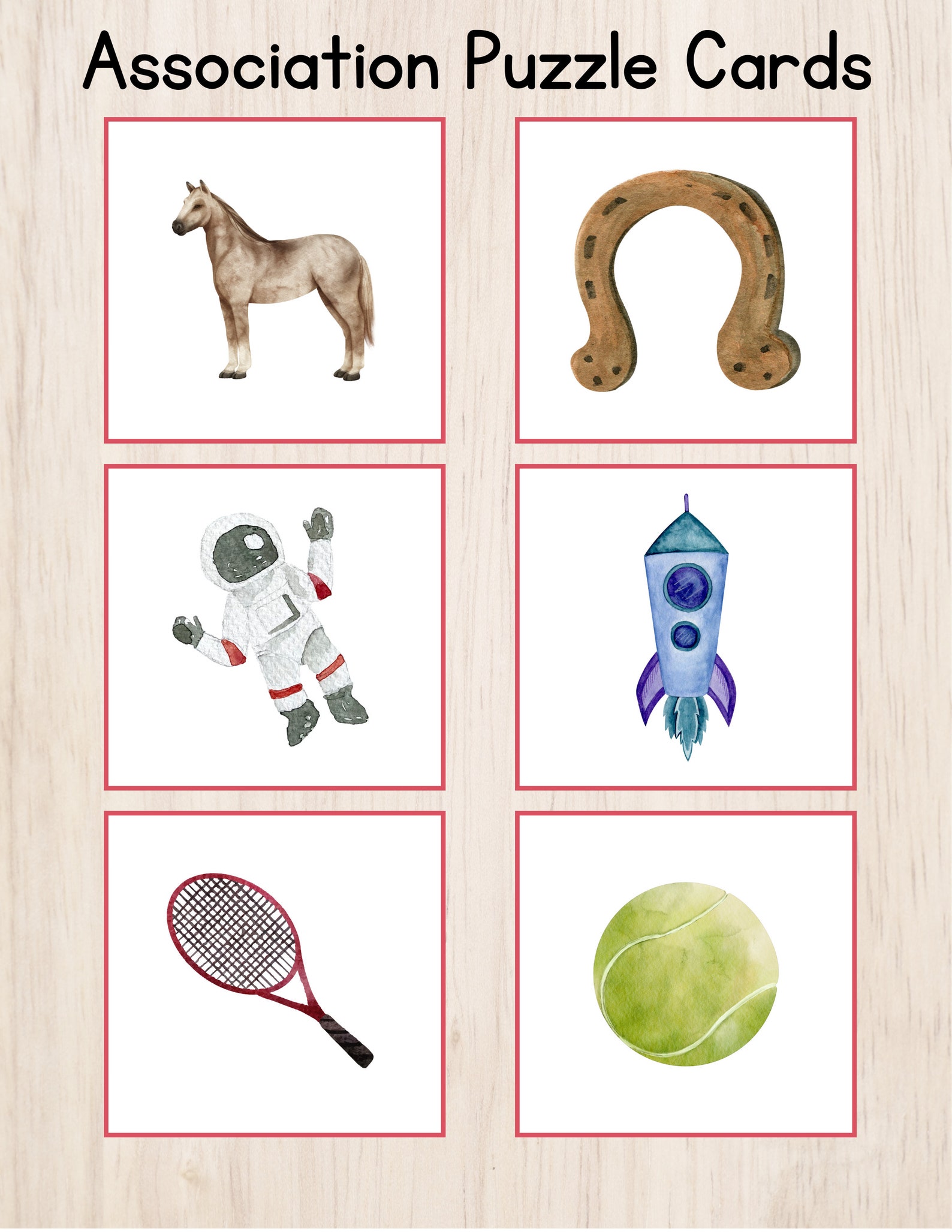 Printable Picture Association. Preschool Learning Guide. Association ...