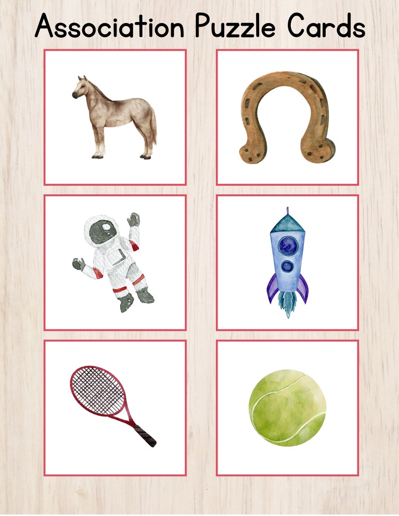 Printable Picture Association. Preschool Learning Guide. Association ...