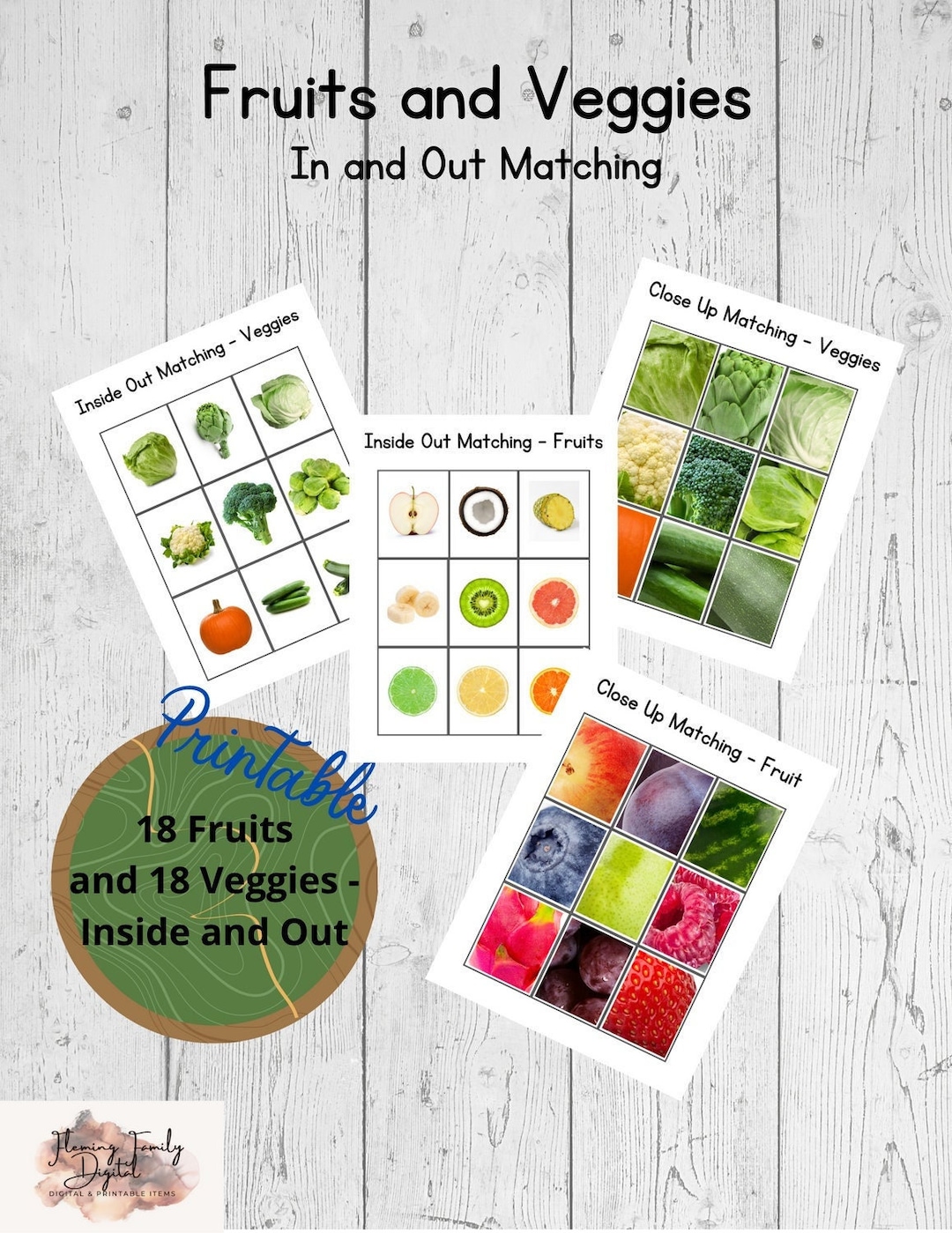 Fruit and Veggie Matching Cards, Inside Out Matching, Detail Matching ...