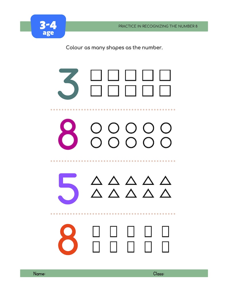 Printable Recognizing Numbers Worksheets, Printable Preschool Age 3-4 ...