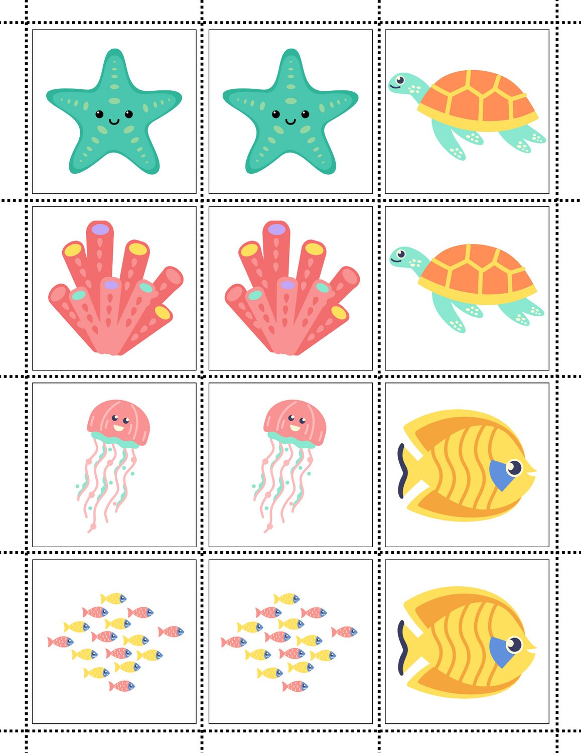 Under the Sea Matching Card Game, Memory Kids Activity, Printable ...