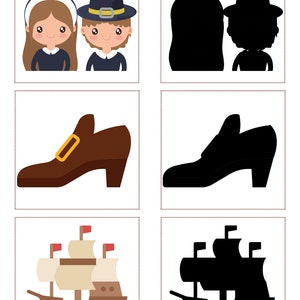 Printable Thanksgiving Matching Shadow Cards. Montessori Style ...