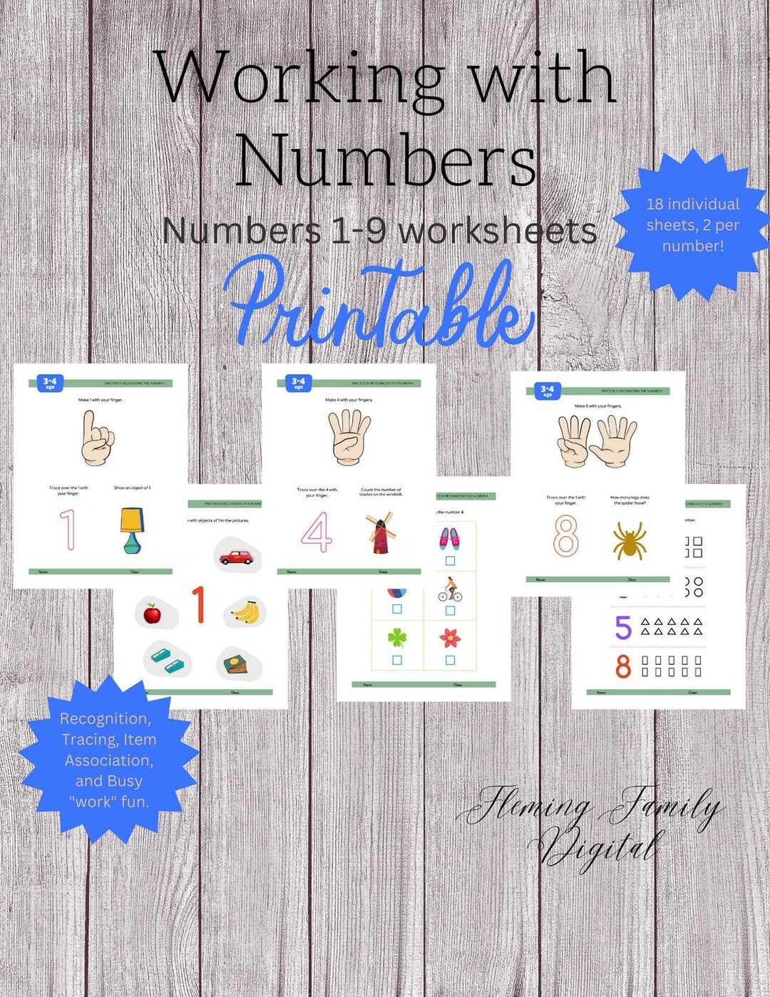 Printable Recognizing Numbers Worksheets, Printable Preschool Age 3-4 ...