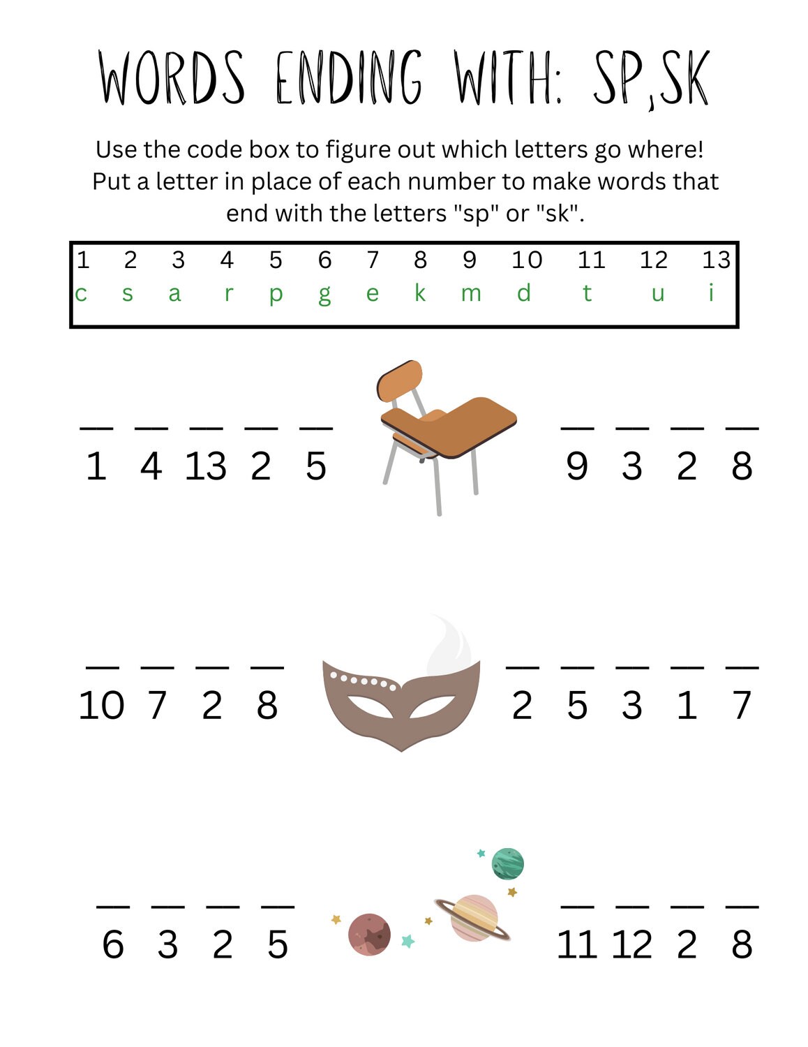 Printable Workbook, First Grade Words, Crossword, Blends, Sounds ...