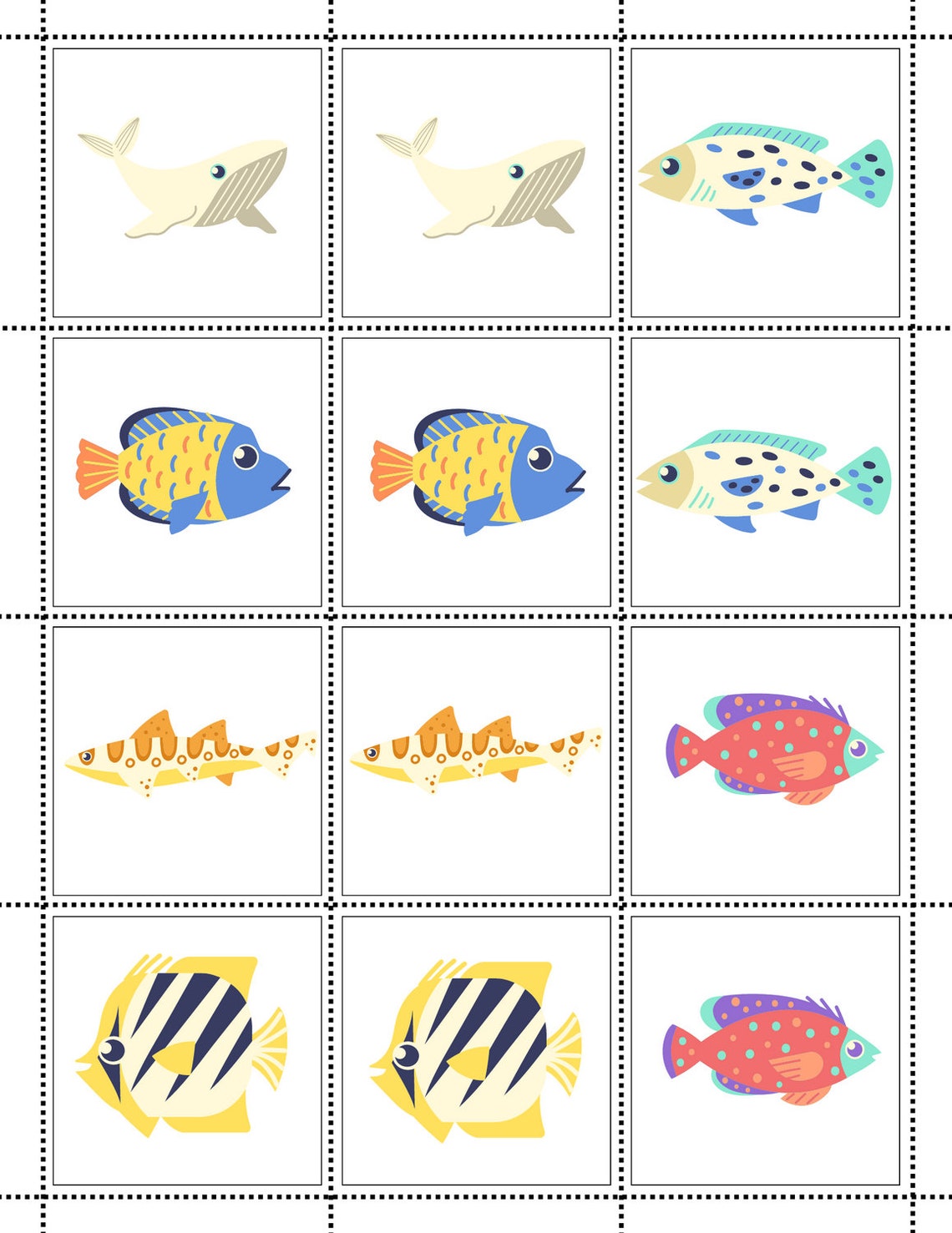 Under the Sea Matching Card Game, Memory Kids Activity, Printable ...