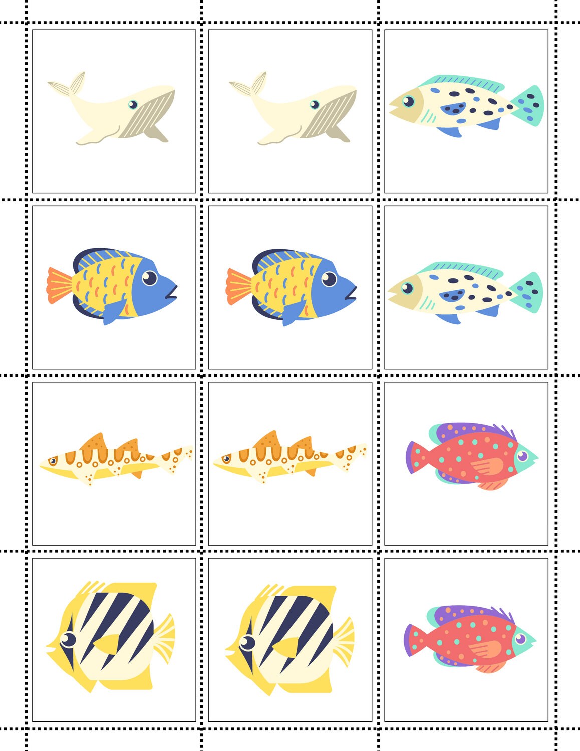 Under the Sea Matching Card Game, Memory Kids Activity, Printable ...