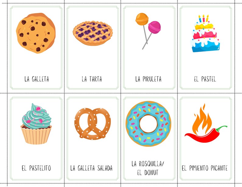 Printable Foods Spanish 3-part Cards, Nomenclature, Montessori Style ...