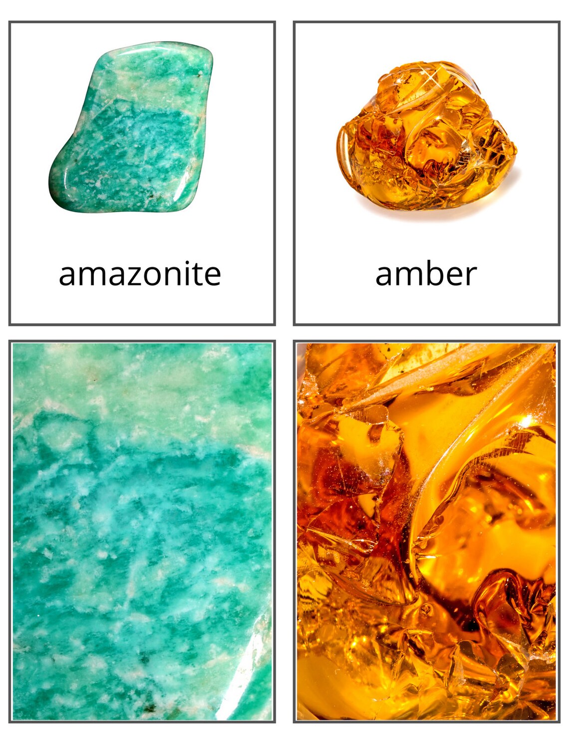 Gemstones Printable Pattern Matching Montessori Materials, Flashcards ...