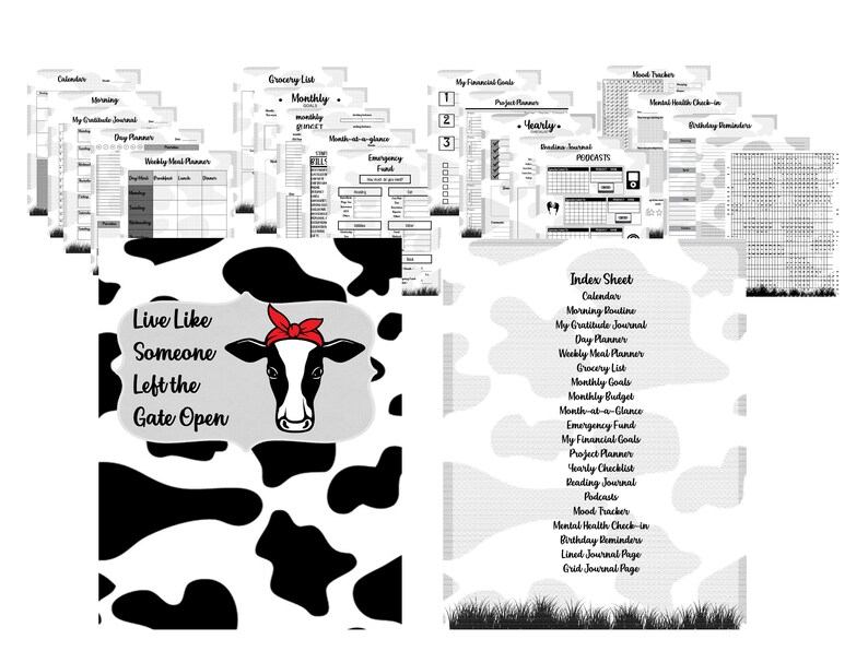 Cow Heifer Digital Planner, Journal, Hyperlinked Notebook, Aesthetic ...