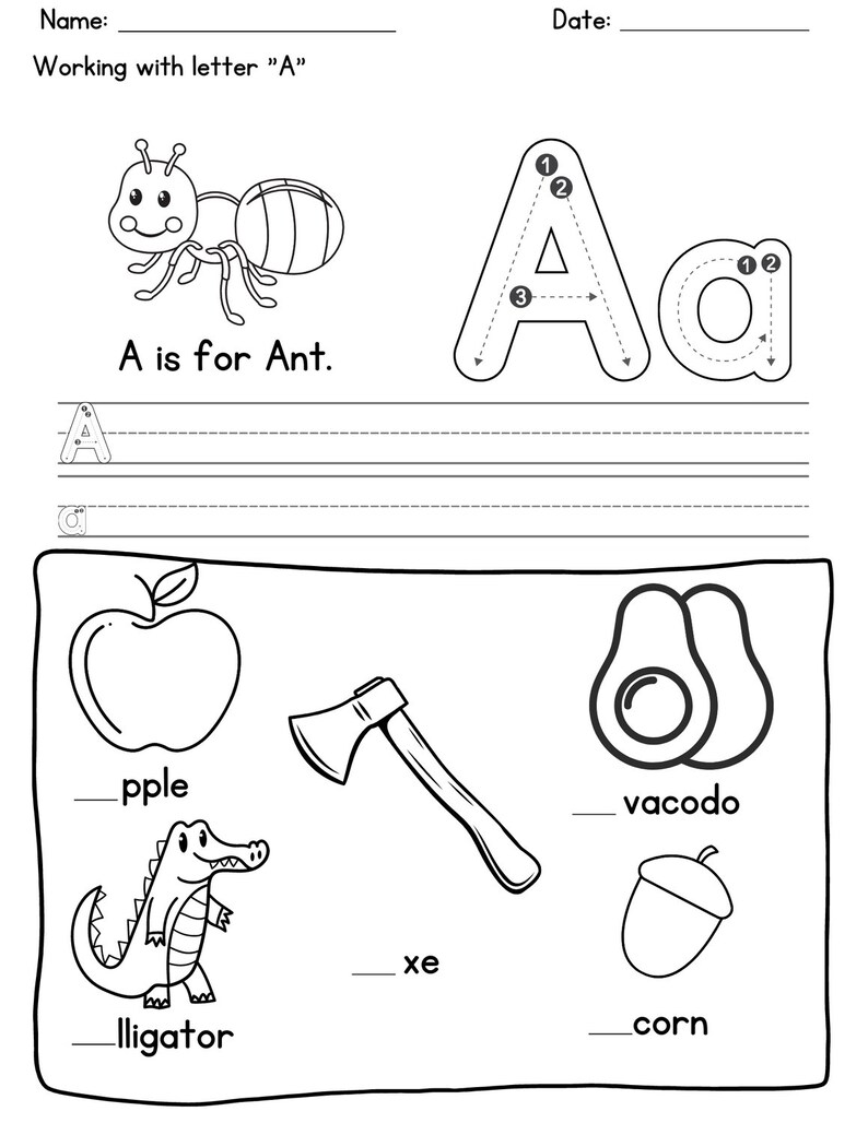 Printable Letters Of The Alphabet Worksheets Upper Etsy